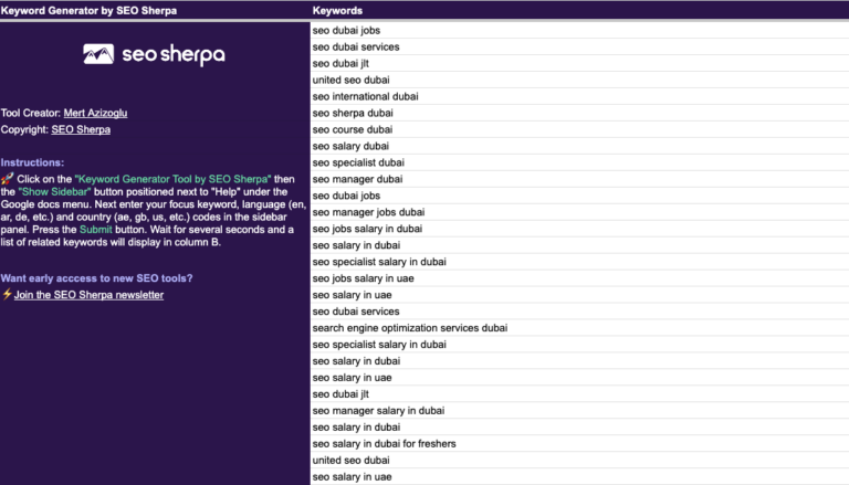 Free Keyword Generator Tool • SEO SHERPA™